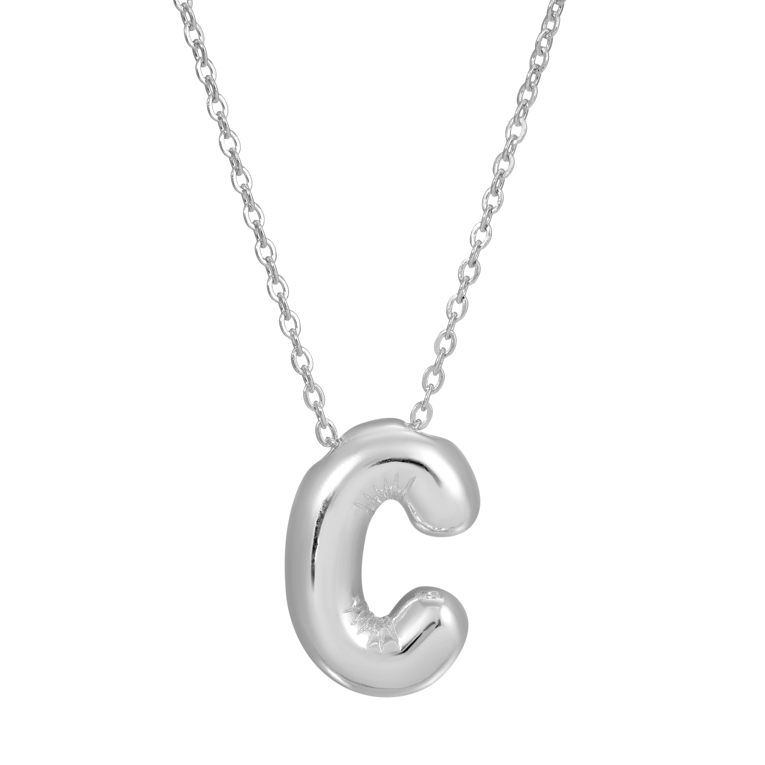 Bubble Letter Necklace Bright Silver (A-M) – Christin Marie Studio