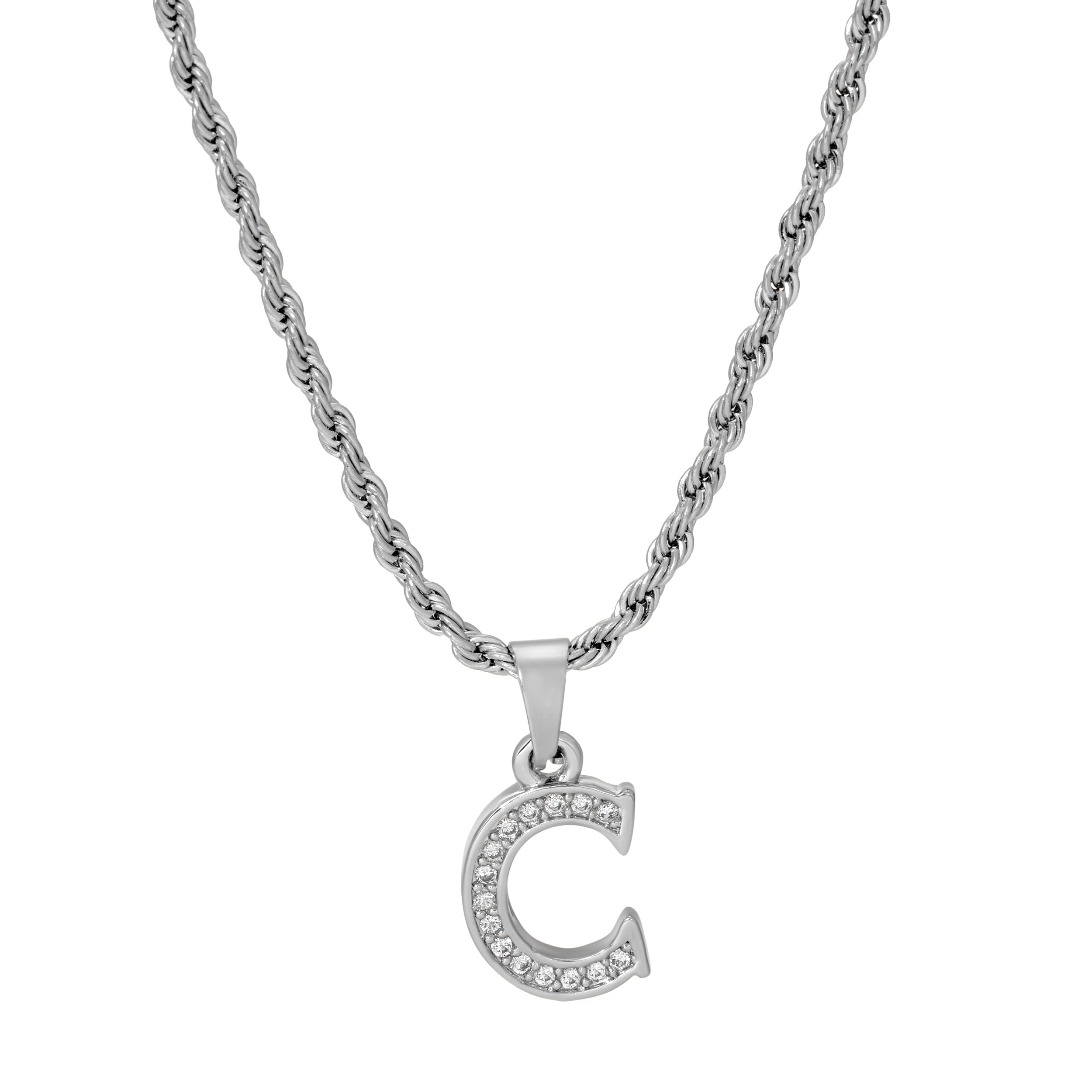 CZ Initial Necklace Silver (A-M) – Christin Marie Studio